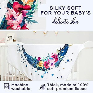 Luka&Lily Monthly Milestone Blanket for Baby Girls, 60x40 inches (Floral Moon)
