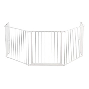 BabyDan Flex Hearth 35.4-109.5 Inch Wide Extra Large Size Safety Baby Gate for Fireplace, Hearths, and Doorways, White