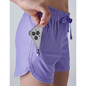 4 Pack Youth Girls Athletic Shorts 3", Girls Soccer Shorts, Kids Workout Gym Clothes Activewear Apparel with Zipper Pockets (Set 1, Small)