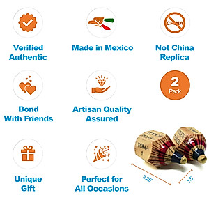 Alondra's Imports Pirinola Toma Todo Set – Mexican Fiesta, Kids and Adults Family Party Games, Bachelor Parties or Baby Shower, Wood Spinning Top Game - Premium Quality Finish - Complete Set of 2