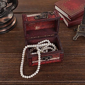 fublousRR5 Jewelry Box, Retro Stamp Style Metal Lock Wooden Jewelry Storage Box Treasure Necklace Case