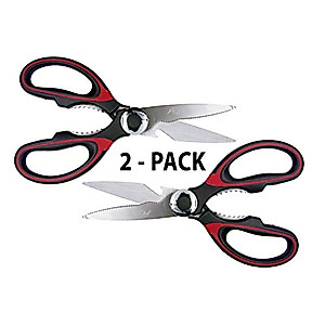 Kitchen Shears, Chef Scissors, Poultry Shears, Meat Shears, Kitchen Scissors with Premium Stainless Steel Blades & Sure-Grip Ergonomic Handles (Red 2-Pack)