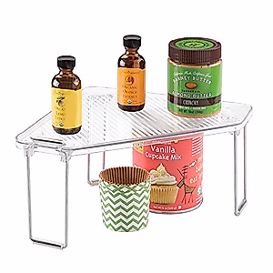 InterDesign Linus Corner Storage Shelf for Kitchen Cabinets, Countertops, Pantries - Clear