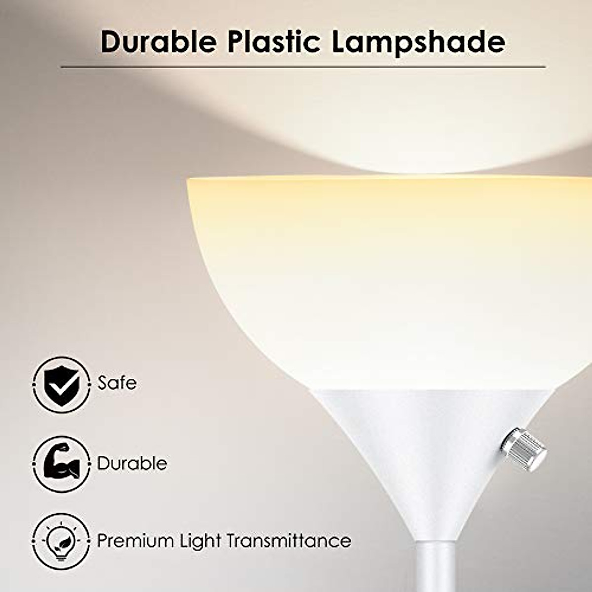 BoostArea Floor Lamp, Standing Lamp, 9W LED, Energy Saving, 50,000hrs Long Lifespan, 3000K Warm White, Eye-Caring,Torchiere Floor Lamps for Living Room,Bedroom,Office,Reading, White Floor Lamps