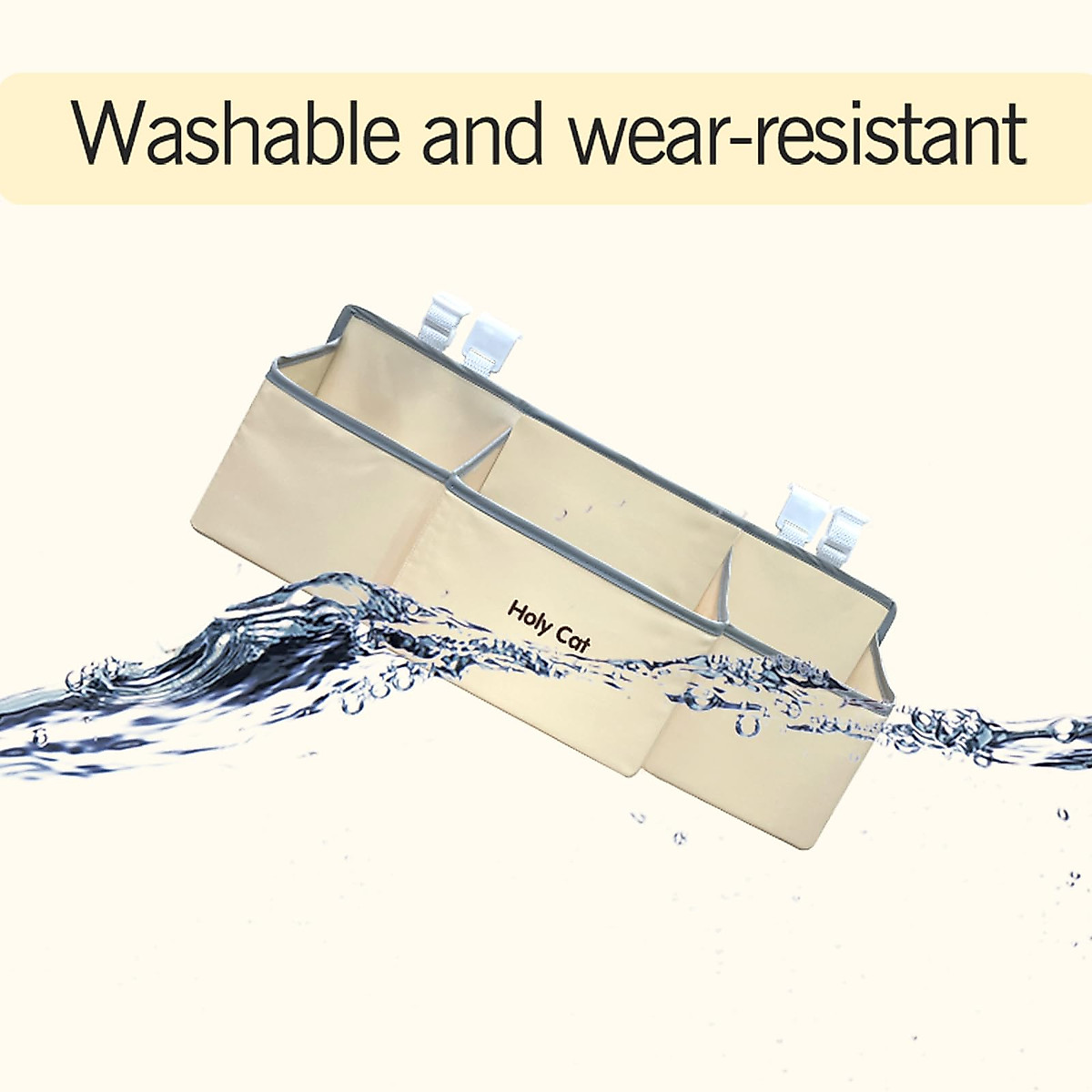 Holy Cat Hanging Baby Diaper Caddy Organizer with Paper Pocket for Changing Table Crib Playard Organization Nursery Organization Hanging Nursery-Apricot