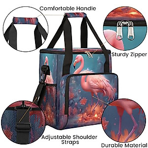 cfpolar Cute Pink Flamingo Flowers Coffee Maker Carrying Bag Case, Waterproof Coffee Maker Travel Storage Bag, Portable Coffee Machine Case Organizer Tote Bag, for Single Serve Coffee Maker