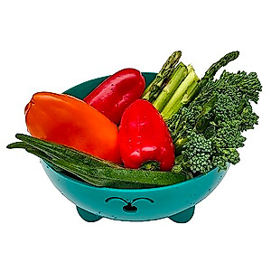 2000 ML / 68 OZ Microwave Ramen Bowl，Noodle Bowl, Steamer for Cooking Food and Vegetables with Handle, Lid, Removable Strainer. Multifunctional bowl for Cooking, Rinse, Storage (green)