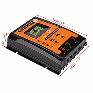 Solar Charge Controller, 12V/24V 50A MPPT Solar Charge Controller Solar Panel Battery Regulator Dual USB LCD Display (50A)
