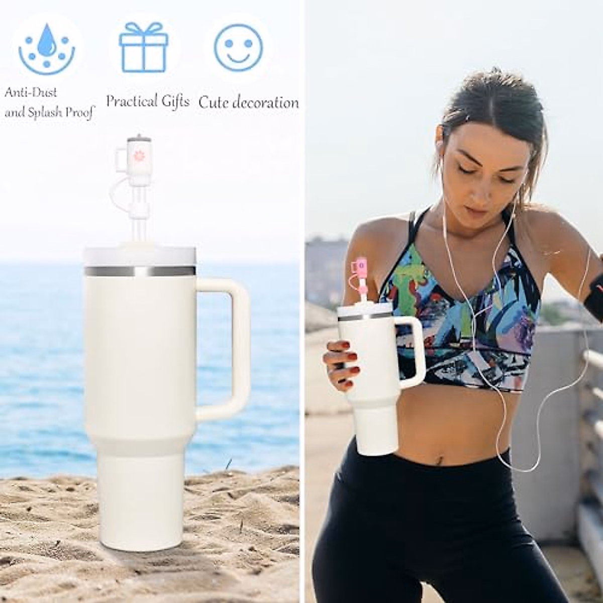 LDKEDKF 11Pcs Stanley Straw Cover, Silicone Straw Topper, Straw Covers Cap for Stanley Cup 30&40oz with Tumblers, 10mm 0.4in Stanley Lid Accessories, Simple Stanley Cup Straw Topper (Reusable)