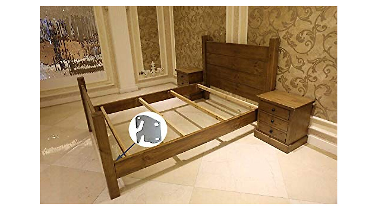 Universal Wood Bed Rail Hook Plates - Durable Bed Frame Bracket Set