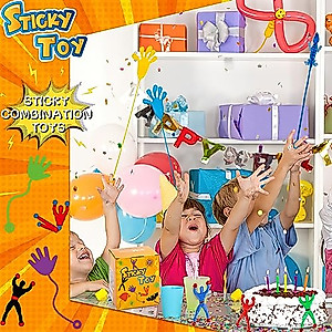 LovesTown 48PCS Sticky Toys for Kids, Stretchy Sticky Toys Including 16PCS Sticky Wall Climbers 16PCS Sticky Hands 16PCS Stretchy Lizards for Kids Goodie Bag Stuffers Treasure Box Classroom Prize