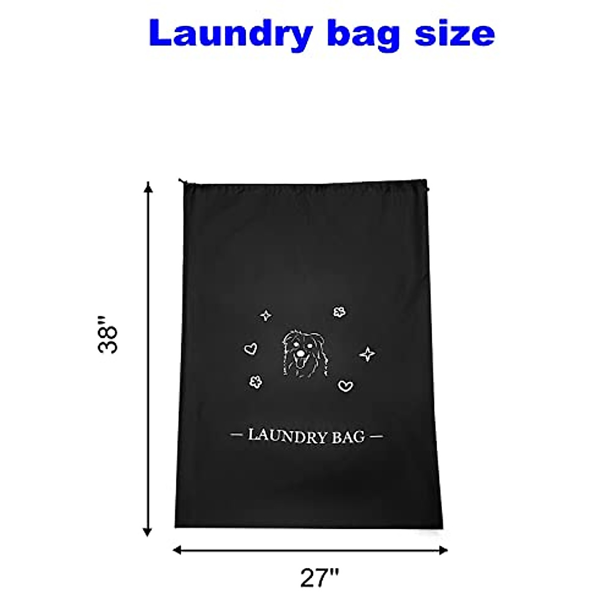 TEABAN Laundry Bag,XL Durable Tear Resistant Dirty Laundry Organizer with Drawstring Laundry bags,Convenient To Place Laundry Basket,Travel Heavy Duty Black Laundry Bags(2pcs|38" x 27")