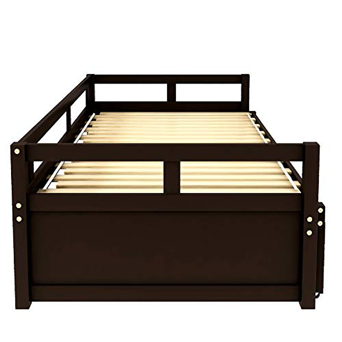 RUNWON Twin to King Extendable Daybed with Trundle,Wooden Platform Bed Furniture for Bedroom
