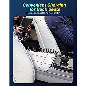 USB C Car Charger, Vocrby 45W Fast Car Charger adapter PD&QC3.0&PPS 3-Port Type C Car Charger with 5.25FT Coiled Cable, Car Charger Compatible with Samsung Galaxy S23 22/Google Pixel/iPhone/LG/Android