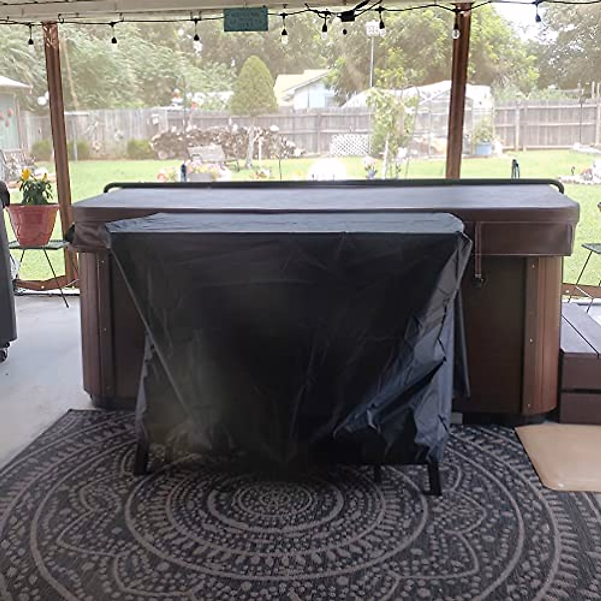 Aipwerer Patio Furniture Covers Black Garden Patio Sofa,Loveseat Bench Cover Heavy Duty Waterproof Table,Wind-Proof,With Anti-Ultraviolet Silver Coating Outdoor Furniture Set Covers (74.8in*26in*35in)