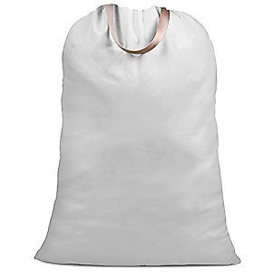 SANFERGE Cotton Canvas Laundry Bag with Handles & Drawstring Straps, Heavy Duty Extra Large Laundry Bags for Laundromat and Household, Washable Travel Dirty Clothes Bag Hamper Liner, 25.5 x 34 Inch, Light Grey