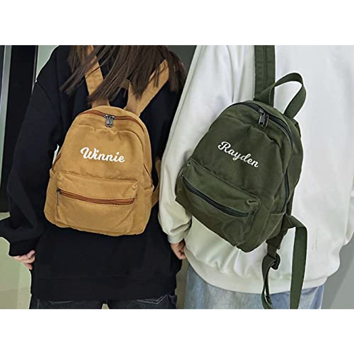 MT WORLD Personalized Vintage Backpack Small Mini Backpack Travel Canvas Backpack for Women Custom Monogram Backpack College Vintage Canvas Mini Backpack