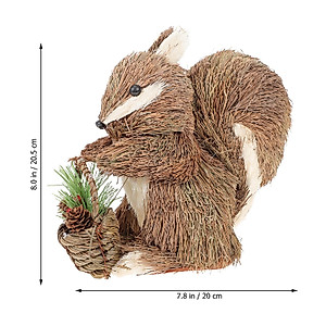 Wakauto Christmas Squirrel Figurine Fake Grass Squirrel Fall Decor Lawn Nativity Animal Ornament Simulation Squirrels Model Statue Outdoor Decor for Holiday Party Supplies