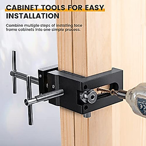 Neitra Cabinet Installation Clamps - Cabinetry Clamp for Easy and Fast Installing Face Frame of Cabinets, Highly Durable All Metal Claws with Two Flexible Drill Hole Guides, Orange (2 PACK, Black)