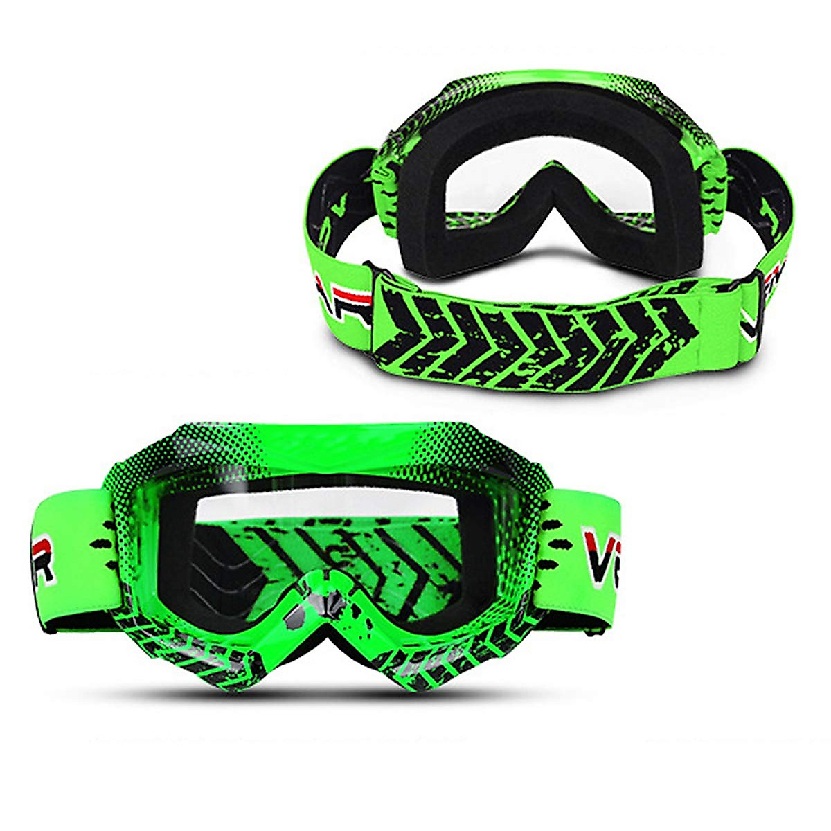 June Sports Motorbike Goggle Glasses Kids Teens Youth MotorCycle Goggles Cycling Clear Vision UV Protection Dust Wind Proof Motocross Dirtbike Racing Dirt Bike Goggle Children Green KG4