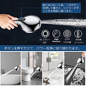 CoolWAY High Pressure Handheld Shower Head 12cm Large,10-mode spray with Hard Water Filter, Removes chlorine,heavy metals and other impurities and moisturizes skin,Powerful flushing function