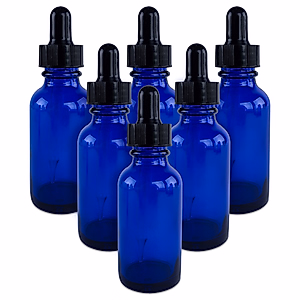 Super Z Outlet 1oz Glass Bottles with Glass Eye Dropper Dispenser for Essential Oils, Kitchen Tools, Chemistry Lab Chemicals, Colognes & Perfumes (6 Pack) (Cobalt Blue)