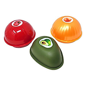 Zelica Food Storage Containers for Avocado, Tomato, & Onion | Food Saver Pod with Lid to Keep Foods Fresh (3 Pack)