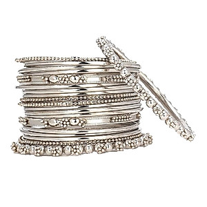 Efulgenz Indian Bangles for Women Indian Oxidized Silver Tone Jewelry for Navratri Boho Vintage Antique Ethnic Gypsy Tribal Indian Oxidized Bracelet Bangles Set Jewelry