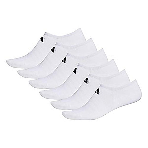 adidas Men's Superlite Super No Show Socks (6-Pair), White/Black, Large