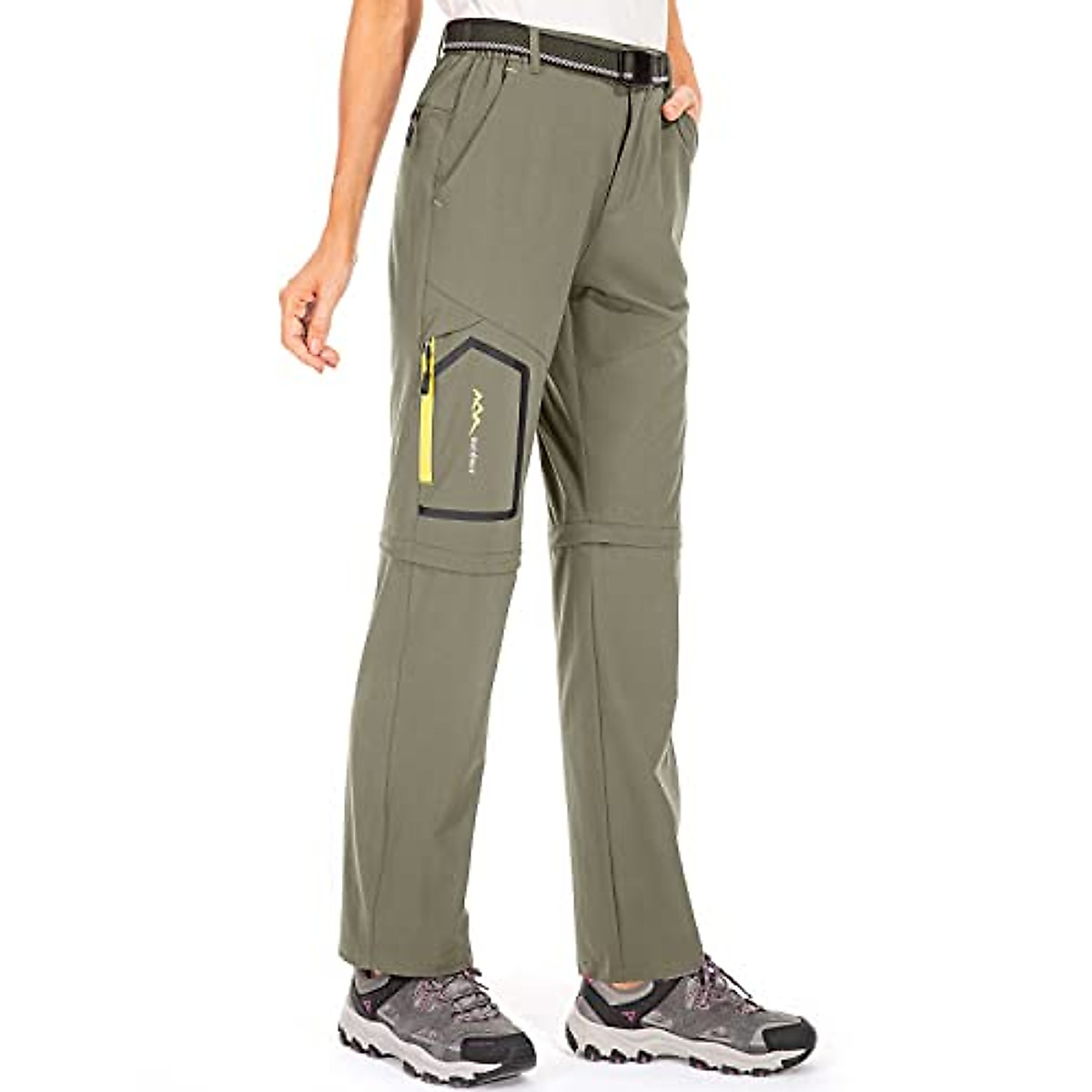 Women's Hiking Pants Zip-Off Convertible Quick Dry Lightweight Outdoor Fishing Pants with Zipper Pocketss #5818F-Light Green-8