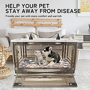 HKDQ Puppy Incubator with Heating - Puppy Incubator,Incubator for Newborn Puppies and Kittens,Kitten Incubator,Incubator for Puppies with Puppy Bed Mat (55L)