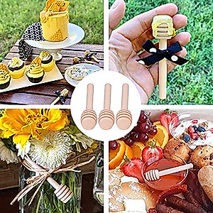 50PCS Wooden Honey Dipper Stick,8CM Honey Stirrer Stick Honeycomb Sticks,Honey Wand for Honey Jar Dispense Drizzle Honey and Wedding Party Favors Gift