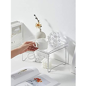 HAJÄRR Foldable Stackable Storage Table, Bathroom Counter Organizer, Clear Makeup Organizer, Kitchen Spice Cabinet and Rack Organizer, Pantry Storage, Perfume Organizer, Desk Organizer