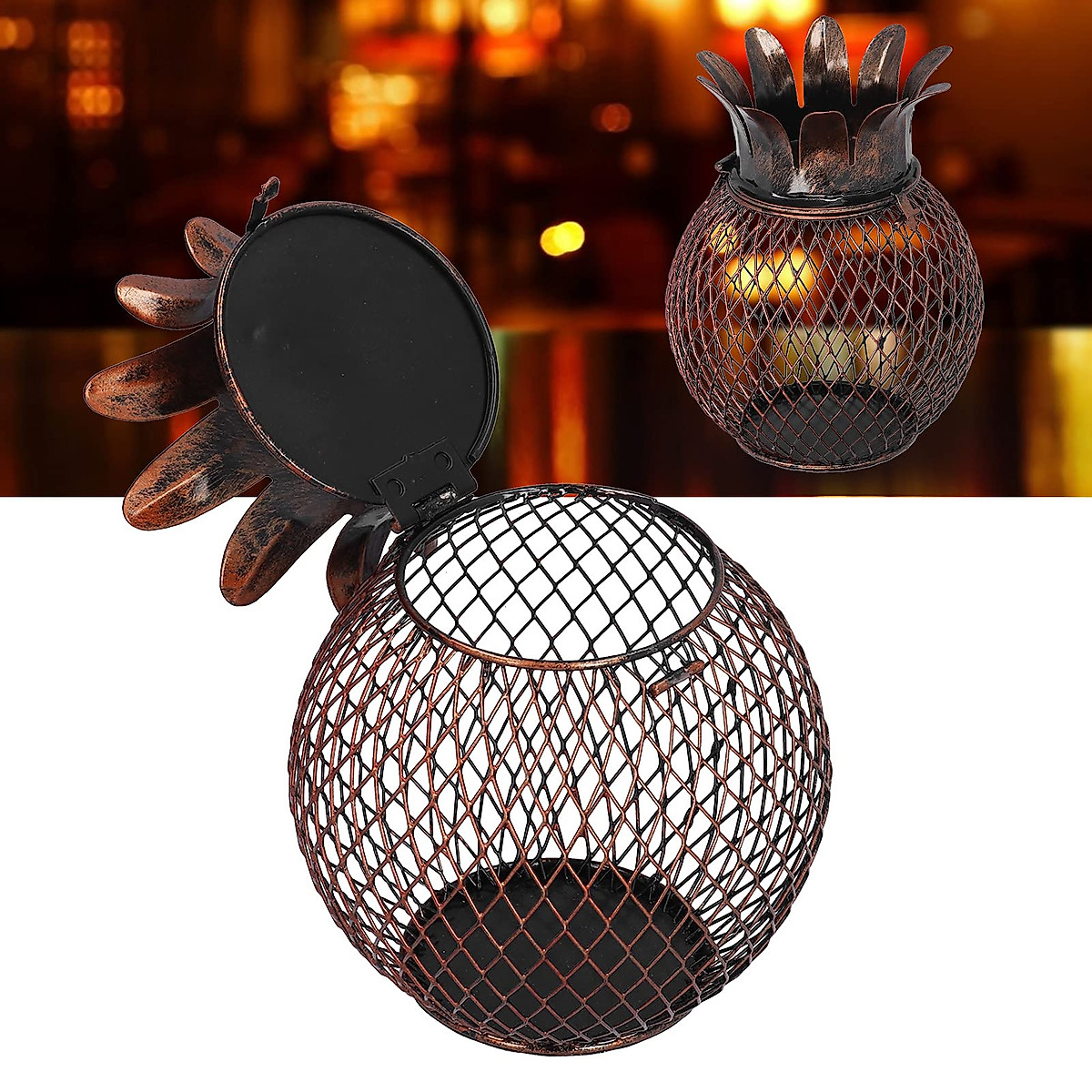 Restokki Wine Cork Container Iron Pineapple Shaped Wine Bottle Picture Frames Cork Storage Box Ornament for Home Bar Decoration