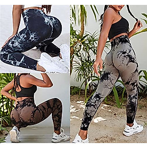 OVESPORT 3 Pack Tie Dye Seamless High Waisted Workout Leggings for Women Scrunch Butt Lifting Yoga Gym Athletic Pants
