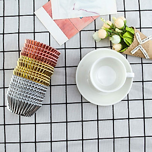 Elcoho 300 Pieces Foil Metallic Cupcake Liners Muffin Paper Cases Baking Cups, Gold, Silver and Rose Gold, 2-Inch