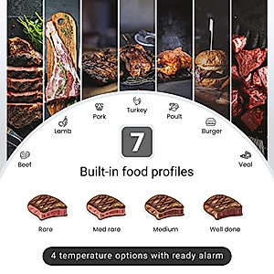 Tranqwil Meat Thermometer Instant Read - Digital Waterproof with Backlight, Fast Calibration, and Wireless Charging for Cooking, Kitchen, and Grill - Silver/Black