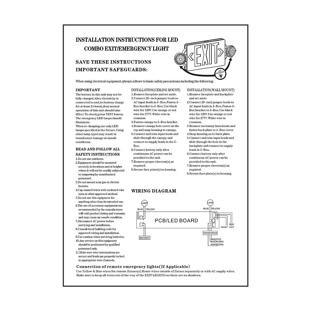 AKT LIGHTING LED Emergency Light & Exit Sign Combo, Green Exit Sign, UL Certified Emergency Exit Light, Adjustable Lamps with Back-up Battery for Business (Green, 6 Pack)