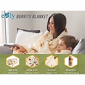 ezly (80" Burrito Tortilla Taco Blanket, Incredibly Soft, Premium Double Sided Wrap Microfiber Fleece Throw, Food Blanket for Adults, Kids