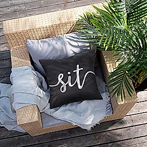 Pyonic Set of 2,Outdoor Waterproof Throw Pillow Covers,Square Pillow Covers Decorative Cushion Cover for Patio Garden Living Room Couch (Black, 18X18)