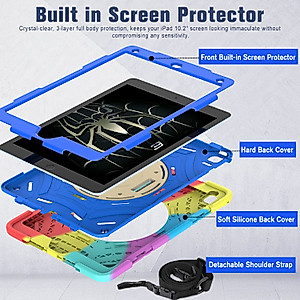 LTROP iPad 6th/5th Generation Case(2018/2017), iPad Air 2 Case, iPad 9.7 Inch Case, Shockproof Kids Case with Screen Protector/Shoulder Strap/Swivel Kickstand for iPad 6th/5th Gen/Air 2, Colorful