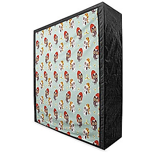 Ambesonne Christmas Portable Fabric Wardrobe, Owls in Hats Ready for Xmas Party Mistletoe and Faded Snowflakes Yuletide, Clothing Organizer and Storage Closet with Shelves, 59", Multicolor