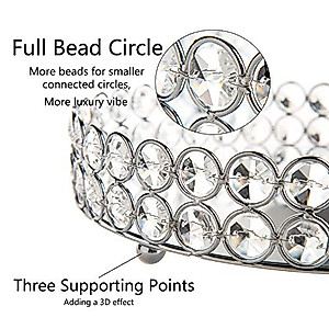 Feyarl Crystal Cosmetic Makeup Tray Jewelry Trinket Tray Organizer Vanity Tray Mirrored Decorative Tray Home Deco Dresser Perfume Skin Care Tray for Christmas Brithday Gift(Round 10" inch) (Silver)