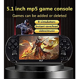 5.1 inch Multi-Function Retro Game Console Handheld Game Console 7700 Games Support Arcade/CPS/fc/SFC/gba/gbc/gb/sega Emulator Games can be archived with Rechargeable Lithium Battery (Black)