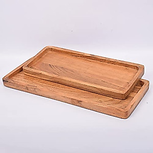 Samhita Acacia Wood Rectangular Wooden Platters for Food Holder/BBQ/Party Buffet Gift for Friend, Family.