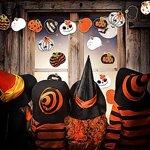 Quera 120Pcs Pumpkin Classroom Bulletin Board Decorations Halloween Cutouts Farmhouse Accents with Glue Point Dots for Halloween Fall Home Decoration Happy Halloween, Boo, Trick Or Treat,Spider