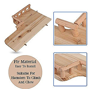 Birdcage Stands Hamster Climbing Platform, Wooden Rest Platform with Railing Small Pet Wooden Toys for Guinea Pig Chinchilla Small Animals Climbing