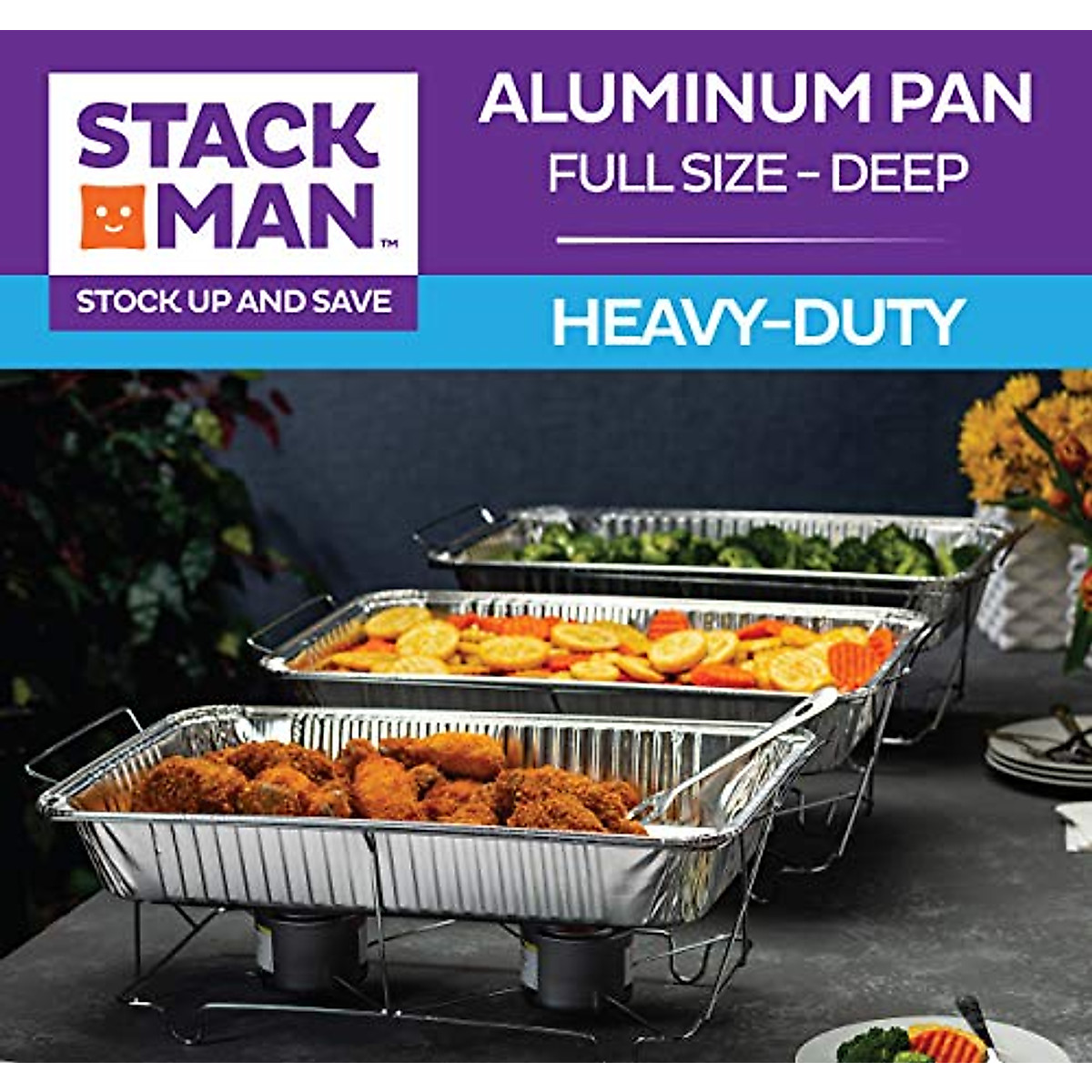 Full Size Large Aluminum Pans, Disposable Foil 21x13 Deep [20-Pack] Steam Table Chafing Pan - Extra Heavy Duty Durable Tray - Great for Roasting, Cooking, Warming, Prepping and Storing Food