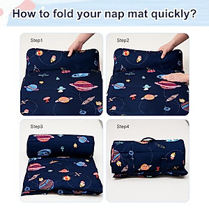 PHF Space Toddler Nap Mat Set, with Removable Pillow for Toddler Boys Girls, Soft and Lightweight for Daycare, Preschool, Travel, Kindergarten Sleeping Bag, Fits Ages 3-6 Years, Space