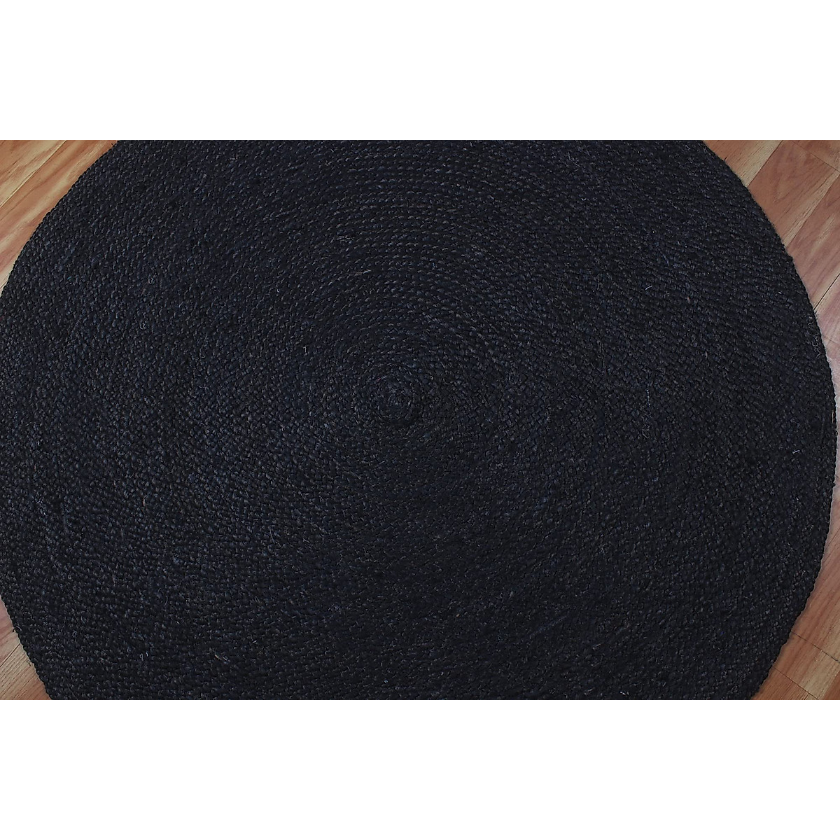 CASAVANI Collection Circle Area Rug - 3 Ft' Round Black Natural Jute Mat Geometric Kilim Rug Indoor Outdoor Use Mat Flatweave Rugs for Bedroom Bedside Round Dining Table Mat Hall